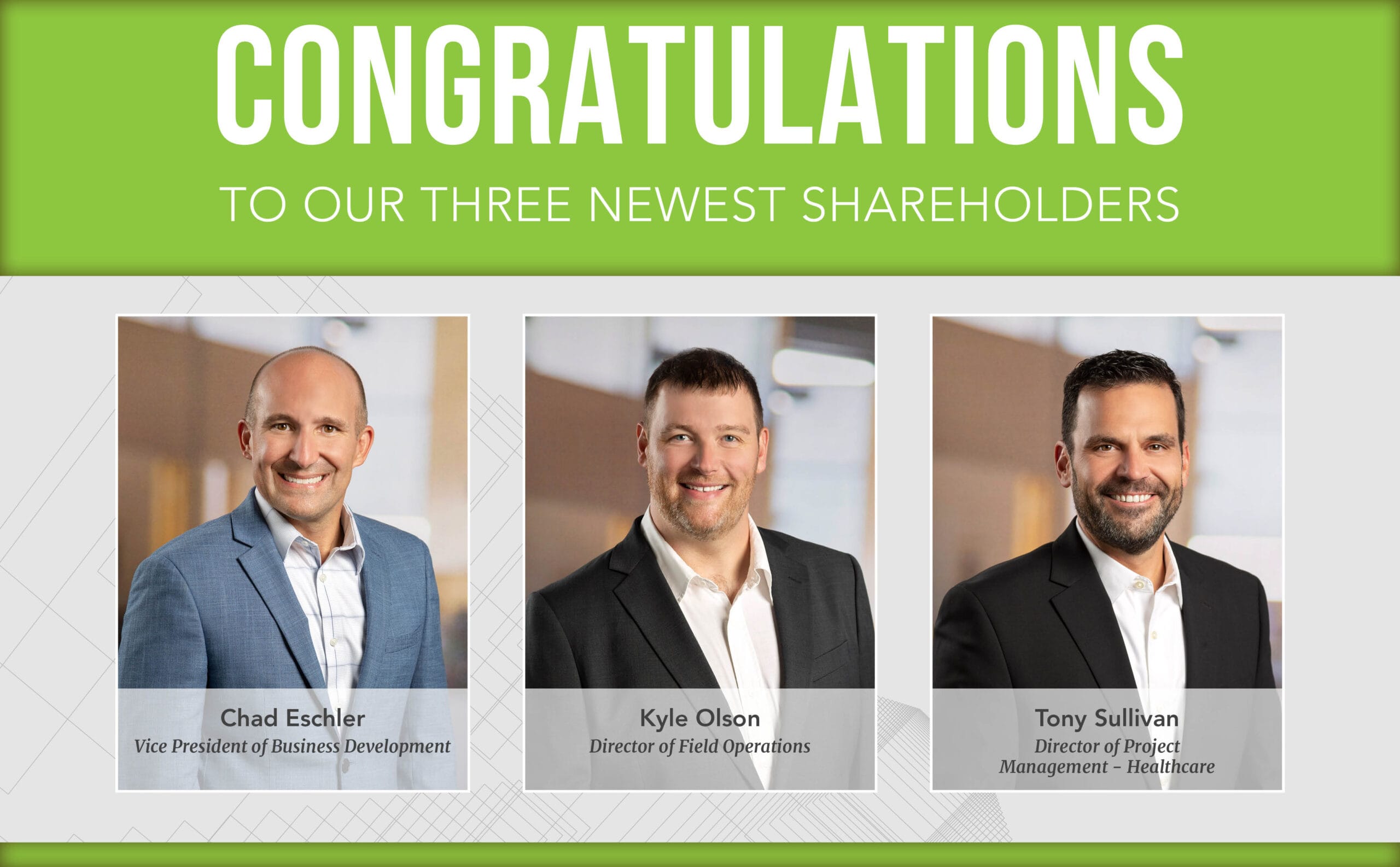 Findorff Announces Three New Shareholders - J.H. Findorff & Son Inc.